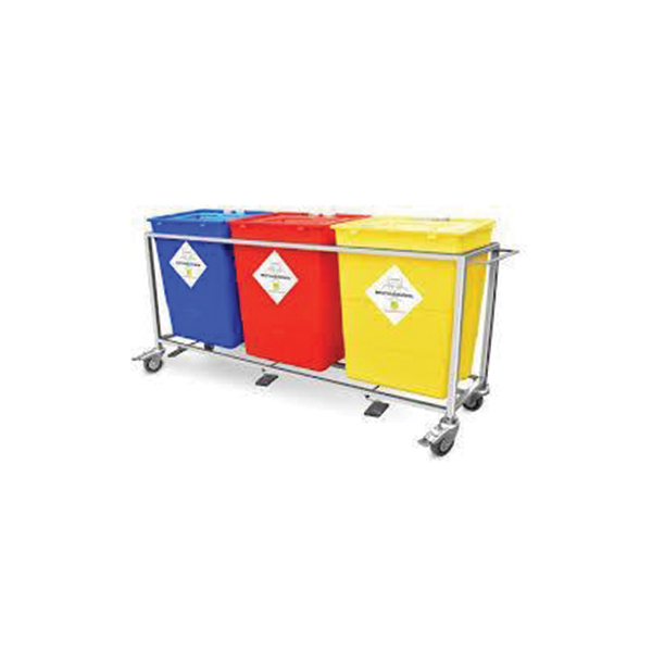 Bio-Waste Collect Trolley - 3 Plastic Drum - Colour Coding Stain Steel ...